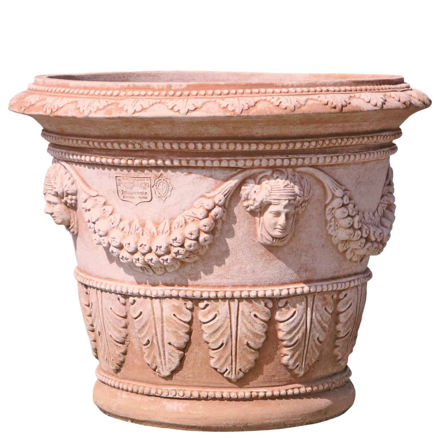 Wide bottomed decorated pot - Poggi Ugo - Terracotta Impruneta