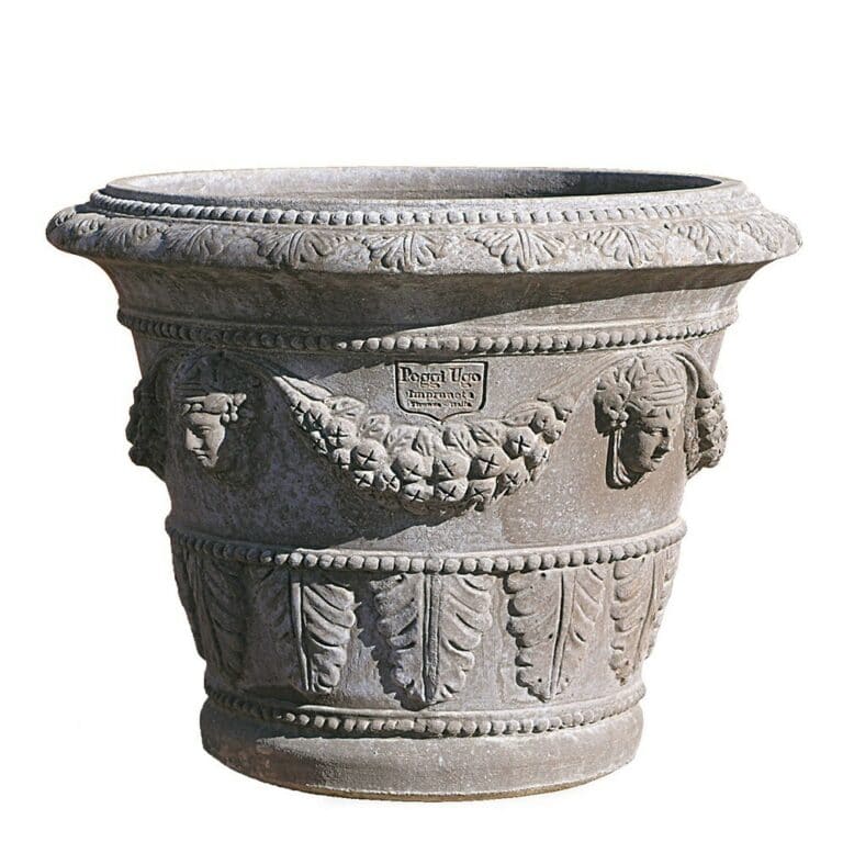 Wide bottomed decorated pot - Poggi Ugo - Terracotta Impruneta
